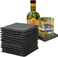 China Slate Stone Drink Coasters Black Natural Edge Slate Stone Plate For Bar And Home for sale