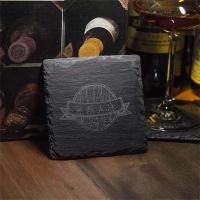 China ACMER DIY Stone Coaster Slate Stone Drink Coasters Black Natural Edge For Bar And Home for sale
