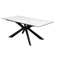 China 1800*850mm Ceramic Top Dining Table With Fixed Type And Iron Base for sale