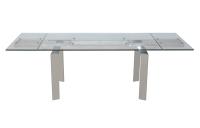 China 200cm Length Extendable Glass Dining Table Fire Resistant With Steel Base for sale