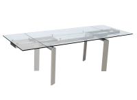 China 200cm Length Extendable Glass Dining Table Fire Resistant With Steel Base for sale