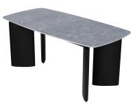 China 1750*850mm Ceramic Top Dining Table With Fixed Type And Black Iron Base for sale