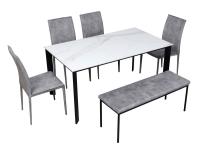 China 1500*850mm Ceramic Dining Table With Fixed Type Black Metal  Base for sale