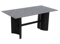China 1650*850mm Ceramic Finished Dining Table With Fixed Type Black Metal  Base for sale