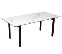 China 1800*850mm Ceramic Finished Dining Table With Fixed Type Black Oval Metal  Leg for sale