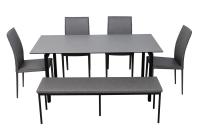 China 1650*850mm Ceramic Finished Dining Table With Fixed Type Black Oval Metal  Leg for sale