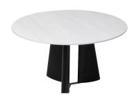 China Ceramic Top Fixed Type Modern Round Dining Table Easy Cleaning With Metal Base for sale