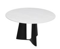 China Ceramic Top Fixed Type Modern Round Dining Table Easy Cleaning With Metal Base for sale