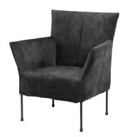 China Comfortable Metal Legs Black Leather Dining Armchair With Upholstery Dc-7383 for sale