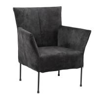 China Comfortable Metal Legs Black Leather Dining Armchair With Upholstery Dc-7383 for sale