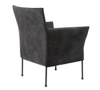 China Comfortable Metal Legs Black Leather Dining Armchair With Upholstery Dc-7383 for sale