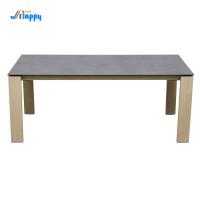 China 1800*900mm Modern white Fixed Ceramic top Dining Table, flat packed for sale