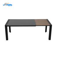 China Food Grade 200cm Glass Extension Dining Table Versatile With Black Iron Leg for sale