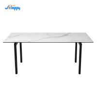 China 1800*850mm Modern Solid Top Dining Table With Metal Base Dt-996-180 for sale