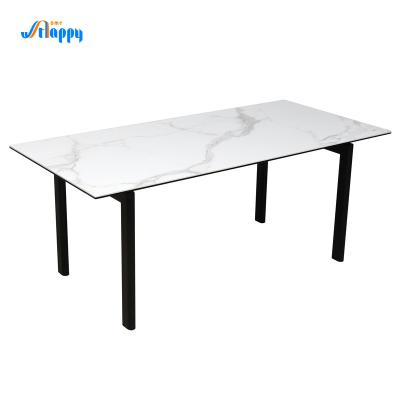 China Customizable 850mm Width Ceramic Grey Dining Table Metal Base DT-996 for sale