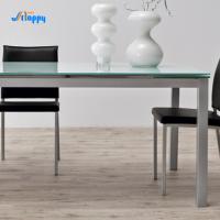 China 700mm Width Expandable Modern Extendable Dining Table with Glass Top Dt-914-110 for sale