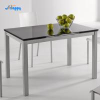 China 700mm Width Expandable Modern Extendable Dining Table with Glass Top Dt-914-110 for sale