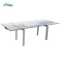 China 200cm Extending Glass Rectangle Dining Table DT-31120 Ready To Assemble Furniture for sale