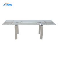 China 200cm Extending Glass Rectangle Dining Table DT-31120 Ready To Assemble Furniture for sale