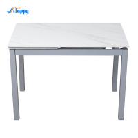 China Customized 140cm Length Glass Extendable Dining Table With Iron Leg Dt-964-110 for sale