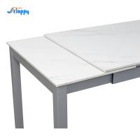 China Customized 140cm Length Glass Extendable Dining Table With Iron Leg Dt-964-110 for sale