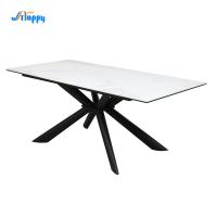 China DT-1006 1800mm Contemporary Ceramic Dining Tables High Wear Resistance With Metal Base for sale
