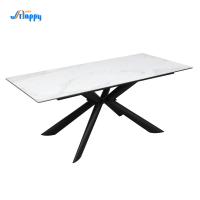 China DT-1006 1800mm Contemporary Ceramic Dining Tables High Wear Resistance With Metal Base for sale