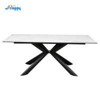 China DT-1006 1800mm Contemporary Ceramic Dining Tables High Wear Resistance With Metal Base for sale
