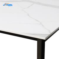 China 850mm Modern Bespoke Ceramic Top Dining Table With Iron Frame DT-1017 for sale