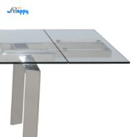 China 900mm Width Extendable Glass Top Dining Table DT-31120 Resistant Scratches for sale