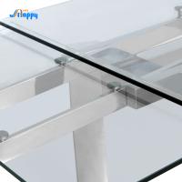 China 900mm Width Extendable Glass Top Dining Table DT-31120 Resistant Scratches for sale