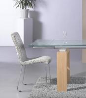 China Modern Style Extensible Tempered Glass Dining Tables 200cm DT-887A With Wood Leg for sale