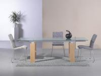 China Modern Style Extensible Tempered Glass Dining Tables 200cm DT-887A With Wood Leg for sale