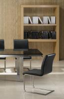 China 2700mm Length Black Extendable Glass Dining Table Dt-0905 With Stainless Steel Frame for sale