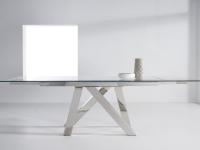 China 900mm Width Extensible Tempered Glass Dining Table DT-31097 With Stainless Steel Leg for sale