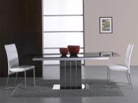 China Automatic 200cm Glass Top Extendable Dining Table DT-809T With Stainless Steel Base for sale
