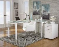 China Modern Upholstered Swivel Task Chair with Flared Arms for Home Office in White for sale