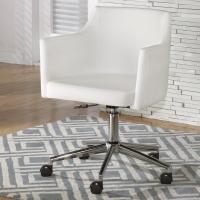 China Modern Upholstered Swivel Task Chair with Flared Arms for Home Office in White for sale