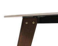 China DT-1025 Modern Ceramic Top and Wooden Leg Kitchen Table Knock-Down Fixed Type 1600*850mm Brown for Home for sale