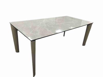 China 1500*850mm Ceramic Dining Table With Fixed Type Light Grey Metal Base Dt-1037-150 for sale