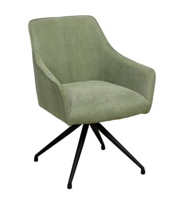 China Mid-Century Modern Green Leather Dining Chair with Iron Frame for sale