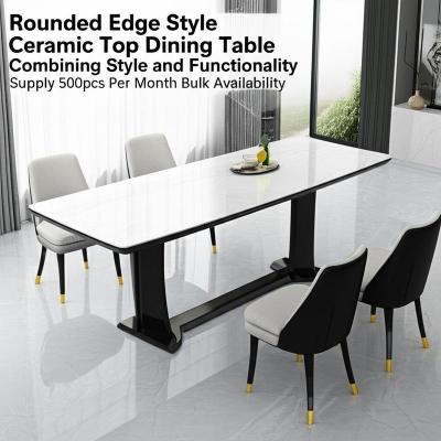 China Rounded Edge Style Ceramic Top Dining Table Combining Style and Functionality Supply 500pcs Per Month Bulk Availability for sale