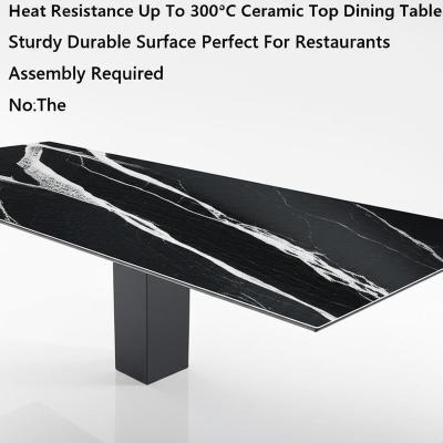 China Heat Resistance Up To 300°C Ceramic Top Dining Table Sturdy Durable Surface Perfect For Restaurants Assembly Required No for sale