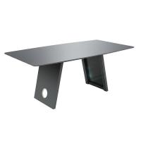 China Matte Surface Finish Ceramic Top Dining Table featuring Rounded Edge Style and Powder Coated Base Finish suitable for office dining areas for sale