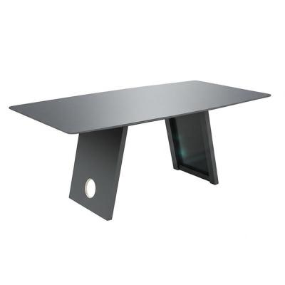 China Matte Surface Finish Ceramic Top Dining Table featuring Rounded Edge Style and Powder Coated Base Finish suitable for office dining areas for sale