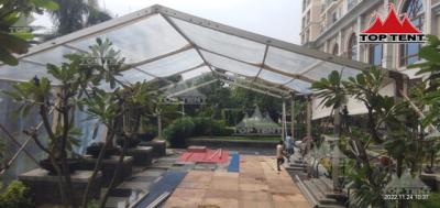 China 300 Person Luxury A Frame Wedding Marquee Tent With Clear Roof And Walls for sale