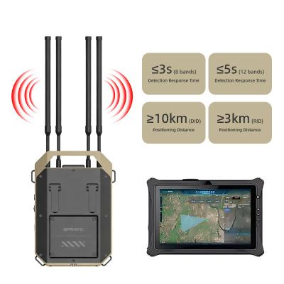 China 10km UAV Detector 70M-6.2GHz Full Frequency Position Tracking Flight Paths Display FPV Video Signal Anti UAV System Security for sale