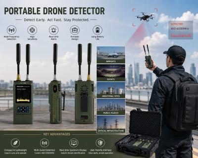 China 100MHz-8GHz Ultra-Wideband Handheld Drone Detector with Real-Time Video Capture and Precise Direction Finding for sale