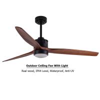 China 42 Inch 52 Inch Modern DC Motor Remote Control Solid Wood Blade Led Ceiling Fan for sale