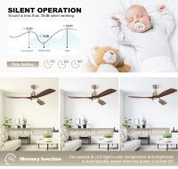 China LED Ceiling Fan Metal Body Solid Wood Blades OEM Color Dimmable LED Lighting Ceiling Fan for sale